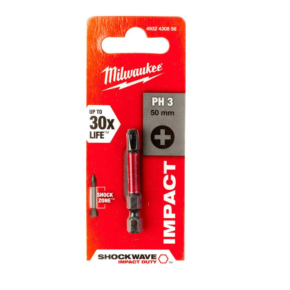 Milwaukee PH3 50mm Shockwave Impact Screwdriver Bit - ITS