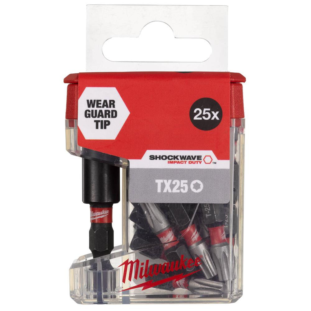 Milwaukee SHOCKWAVE TX25 x 25mm with Bit holder - Pack of 26 | ITS.co.uk|