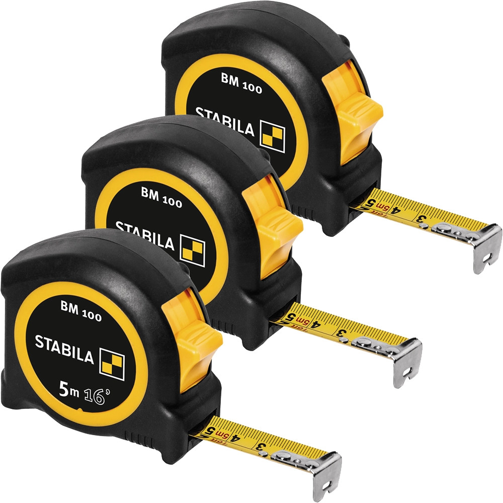 Stabila BM100 Metric/Imperial 5M Pocket Tape Measure - Pack of 3 - ITS
