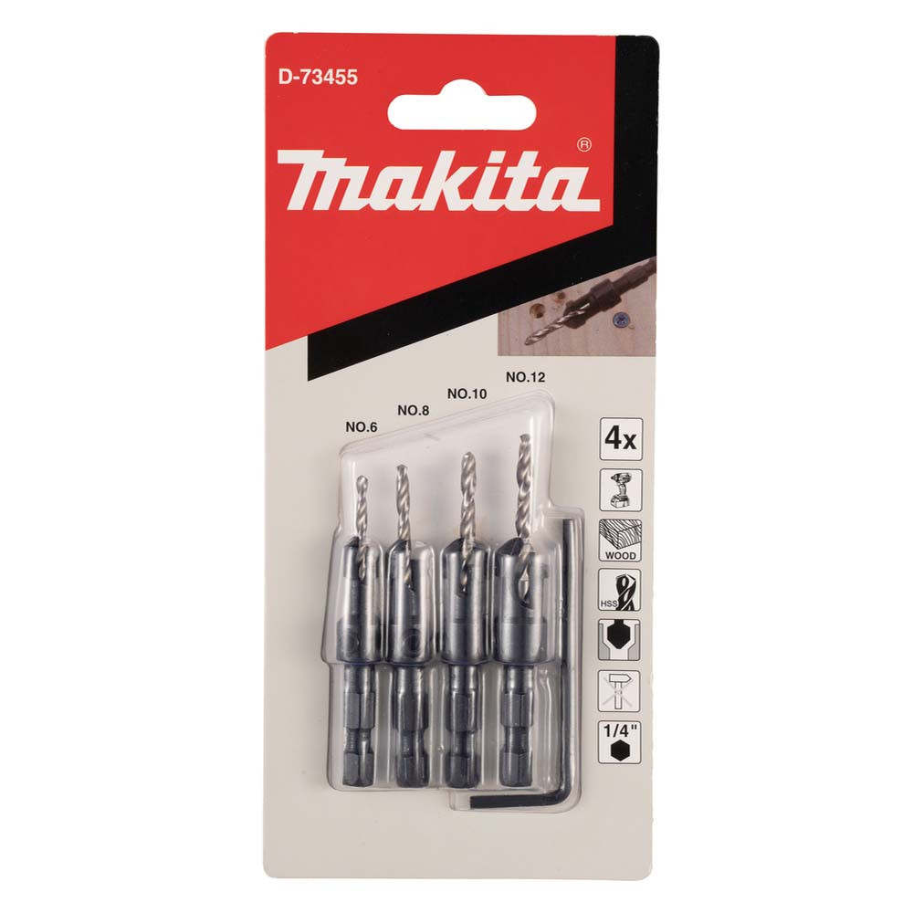 Makita Countersink 4 Piece Drill Bit Set | Makita Countersinks ...