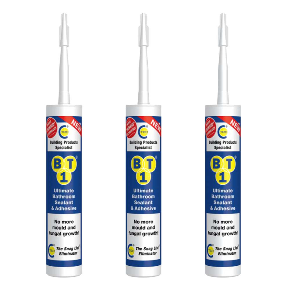 BT1 TRIBRID Ultimate Bathroom Sealant & Adhesive - 290ml White - Pack of 3 | C-TEC Hybrid ...