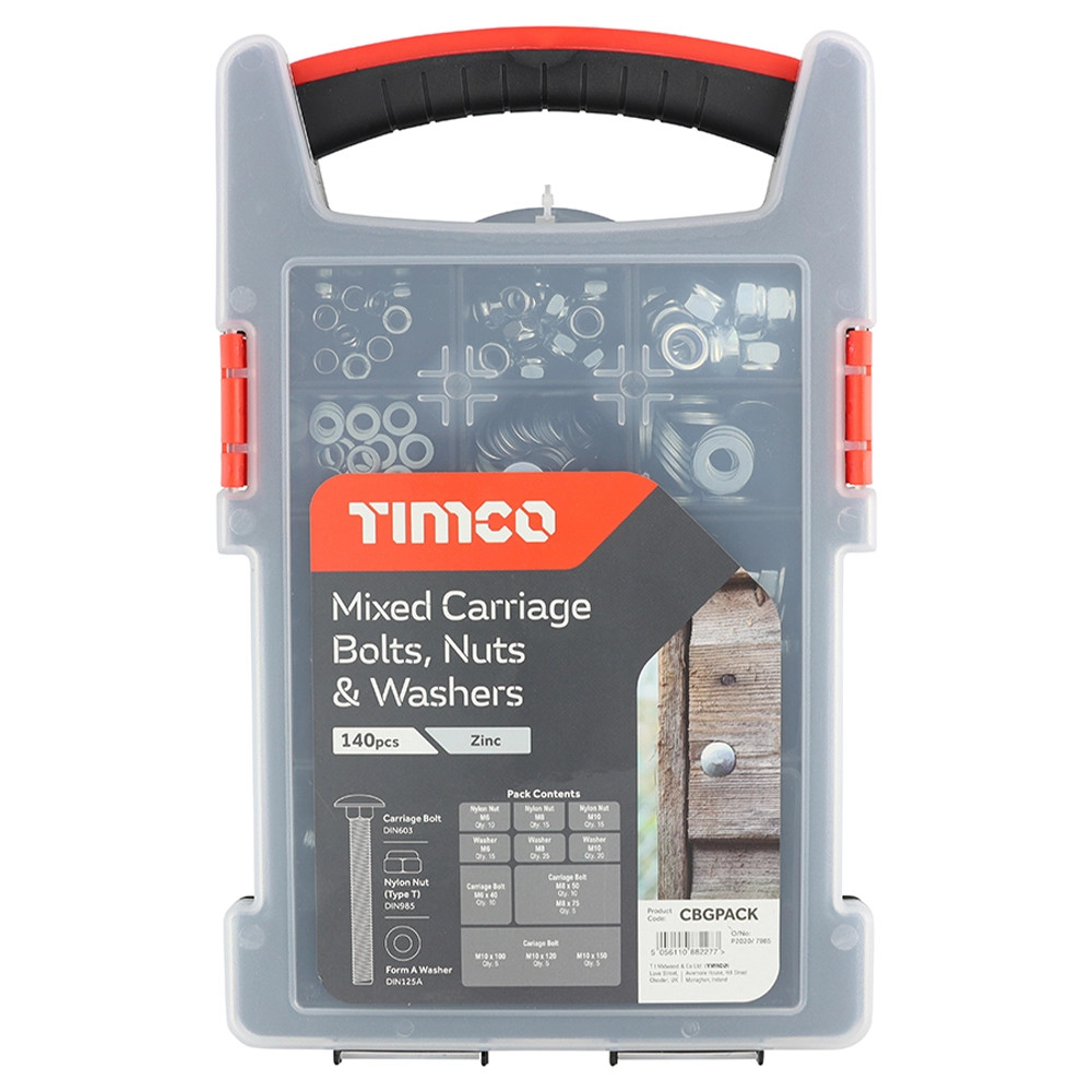 Timco 140 Piece Mixed Carriage Bolts, Nuts & Washers Grab Pack | Timco ...