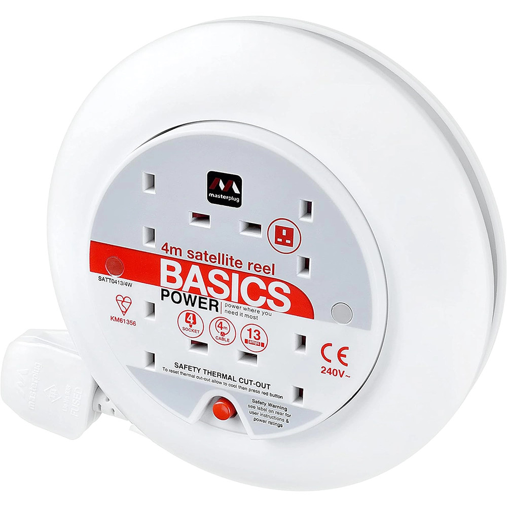 Masterplug 4m 4 Socket 240V 13A Satellite Cable Reel - ITS