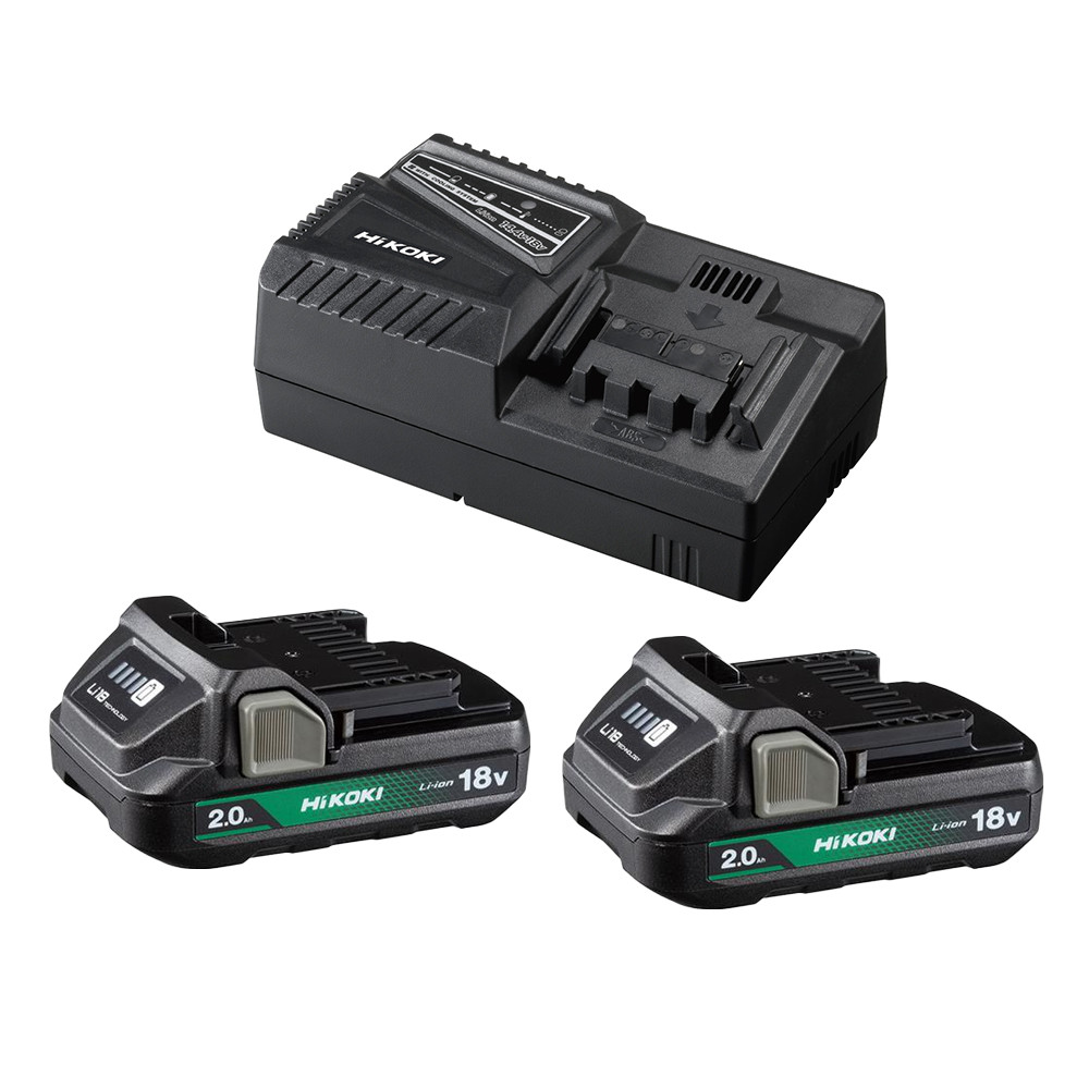 Hikoki 18V Starter Pack - 2x BSL1820M 2.0Ah 18V Batteries & UC18YFSL ...