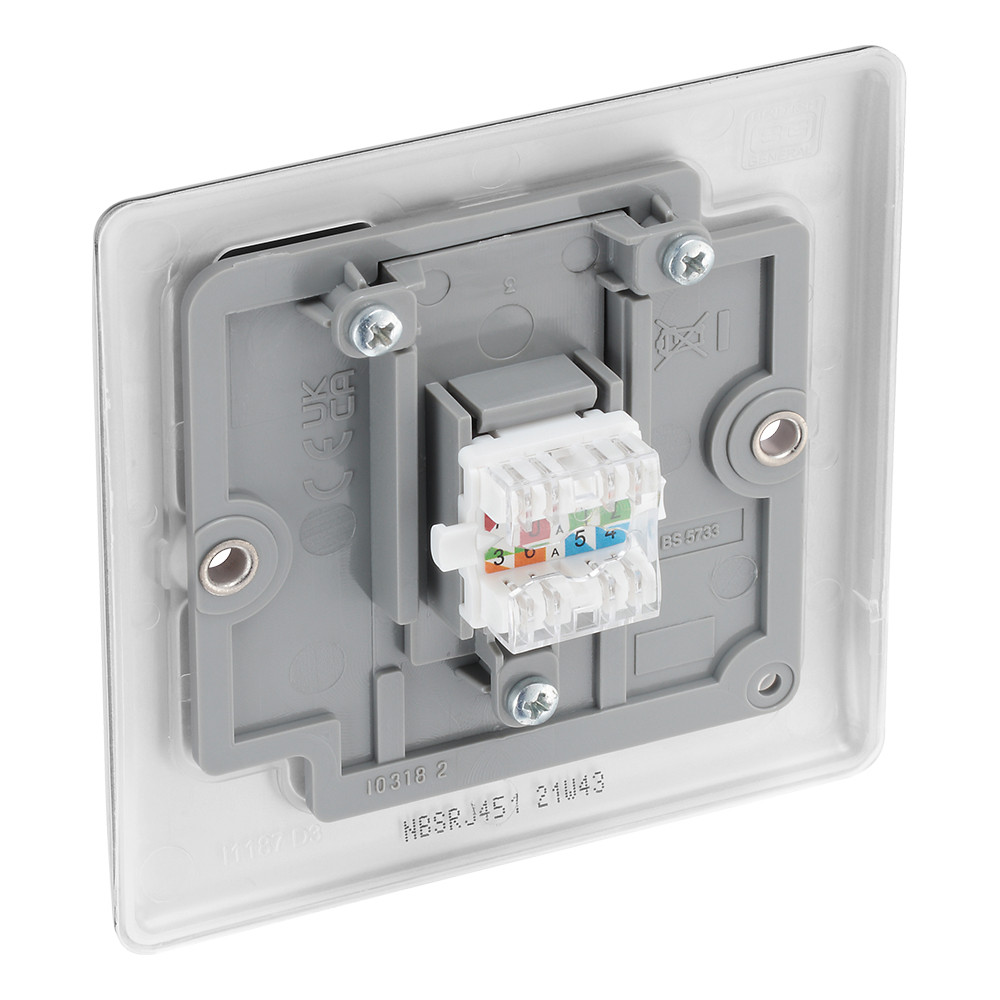 BG Electrical Nexus Metal RJ45 1-Gang Ethernet Socket Brushed Metal ...