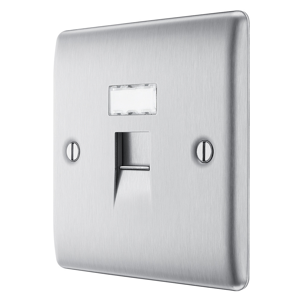 BG Electrical Nexus Metal RJ45 1-Gang Ethernet Socket Brushed Metal ...