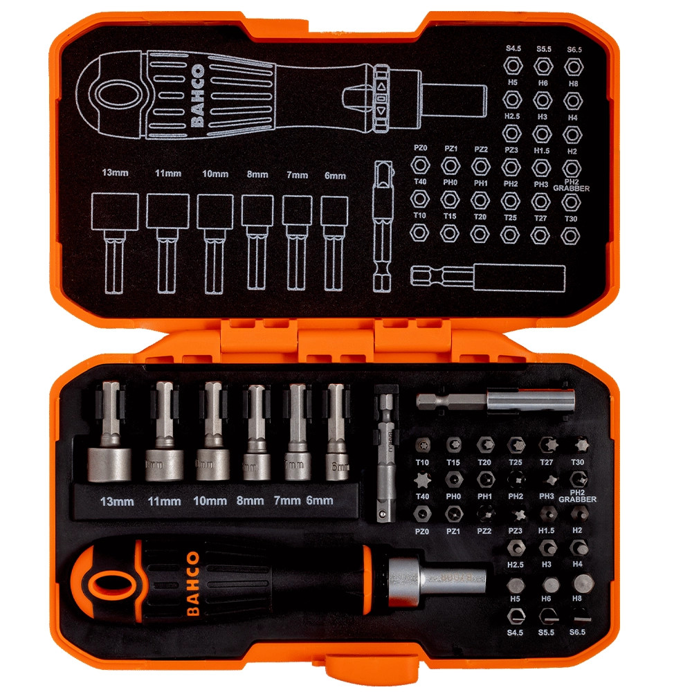 Bahco 59/S36BCR 36 Piece 1/4 Inch Ratcheting Coloured Bit & Nut Driver ...