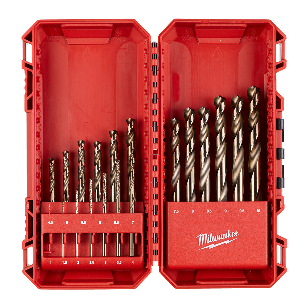 Milwaukee 19 Piece Red Cobalt HSS Metal Drill Bit Set | Milwaukee HSS ...