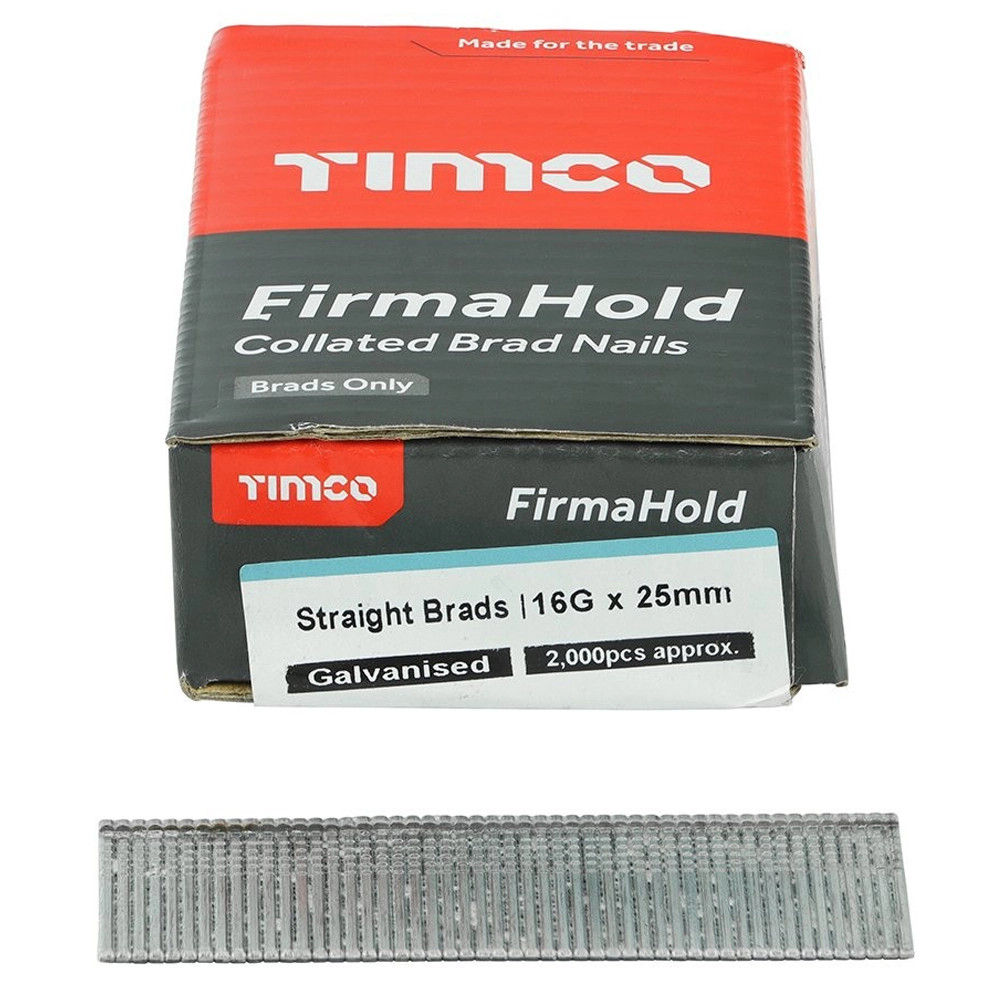 FirmaHold 25mm, 16g Straight Brad Nails - Pack of 2000 | Timco ...
