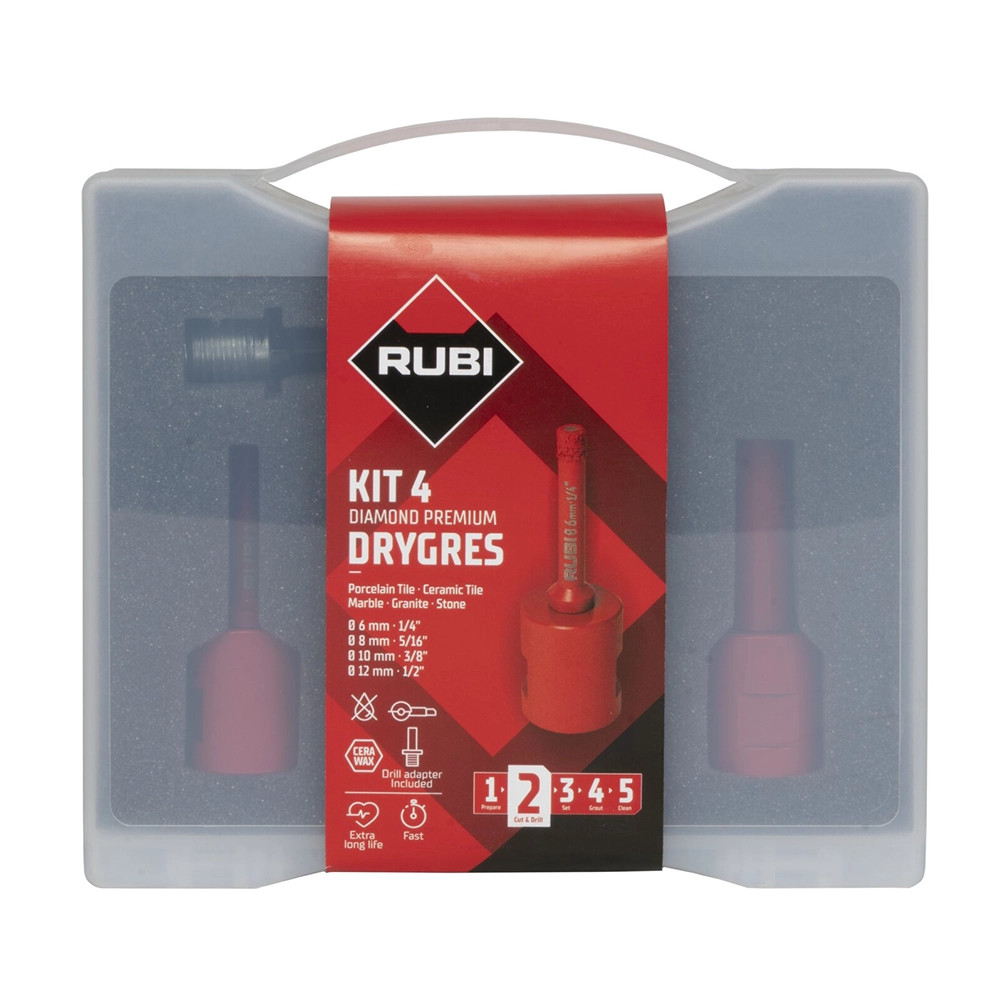 Rubi 4 Piece Premium Drygres Mini Bit Kit | Rubi Diamond Core Drill ...