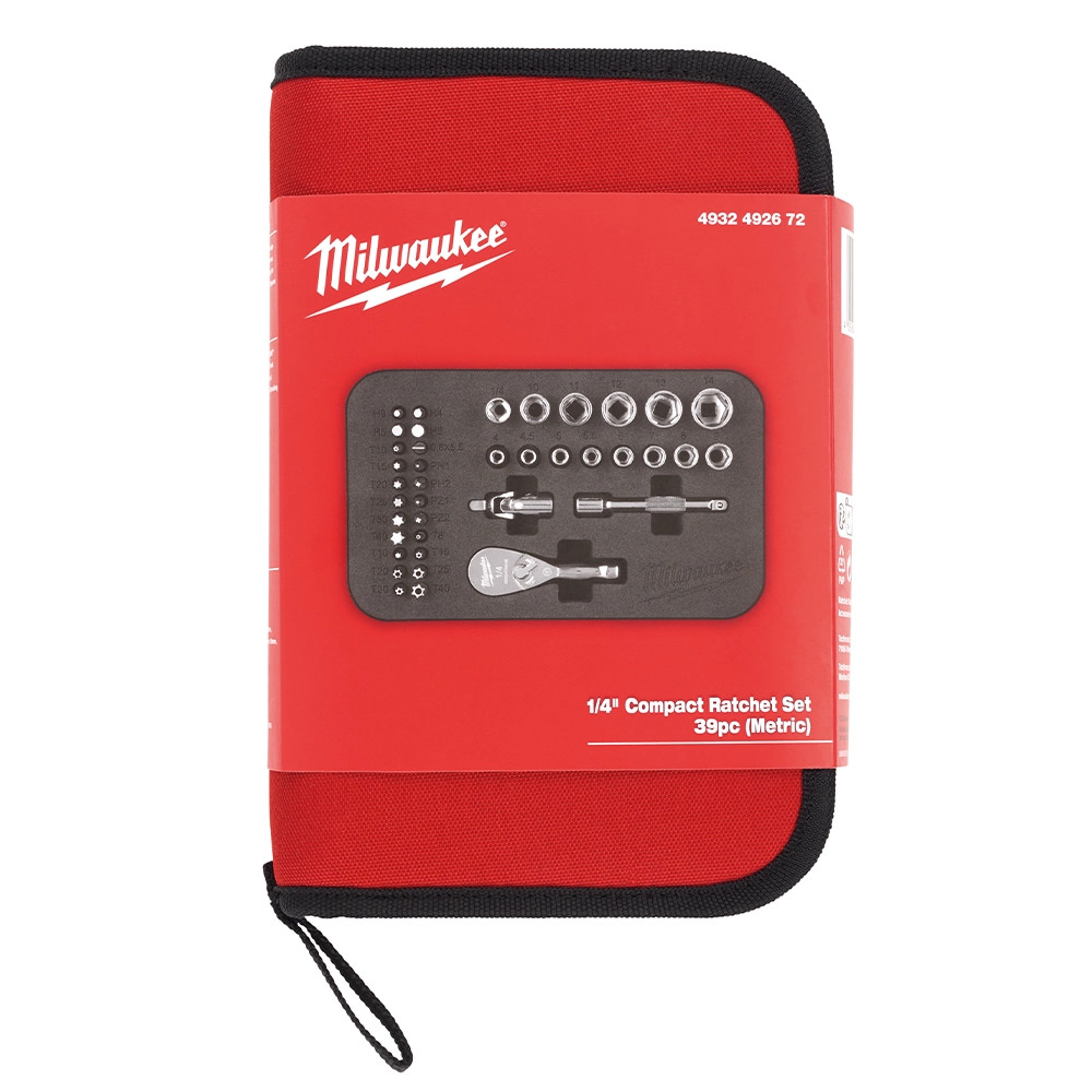 Milwaukee 39 Piece 1/4'' Compact Ratchet Socket Set | Milwaukee Socket ...