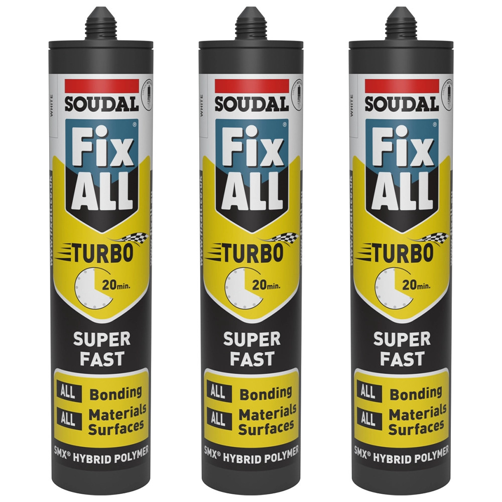 Soudal Fix ALL Turbo Sealant Adhesive - White (290ml) Triple Pack ...