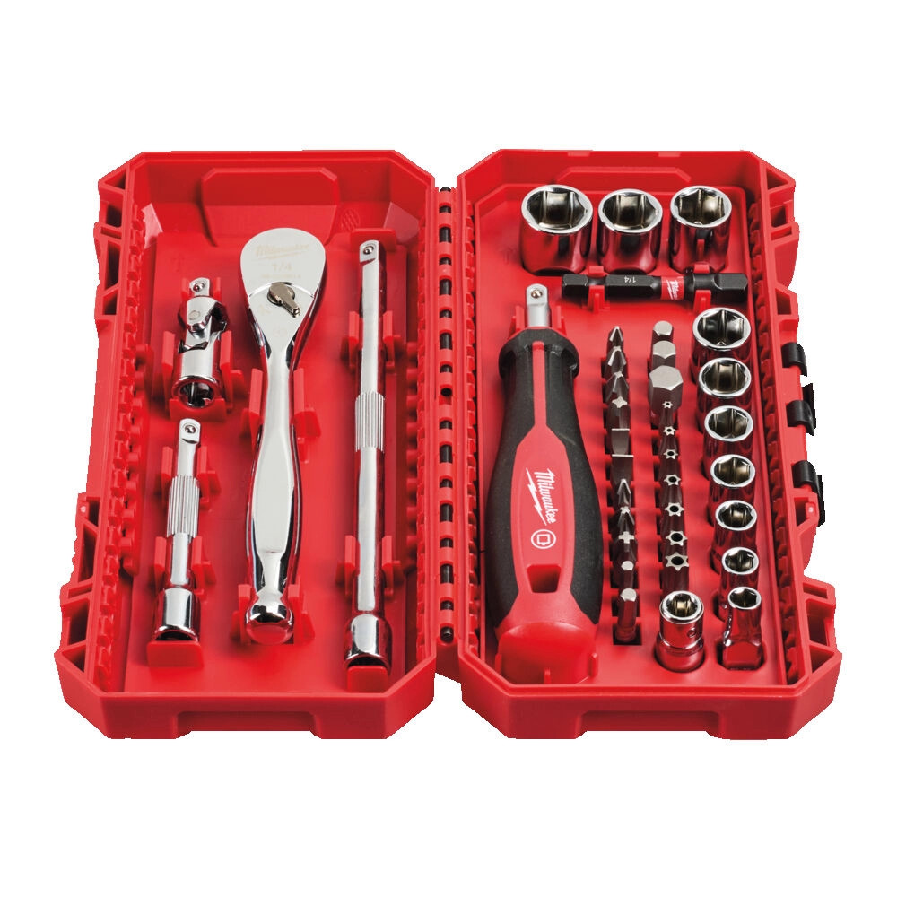 Milwaukee 38 Piece 1/4" Sq. Ratchet, Driver & Socket Set in PACKOUT ...