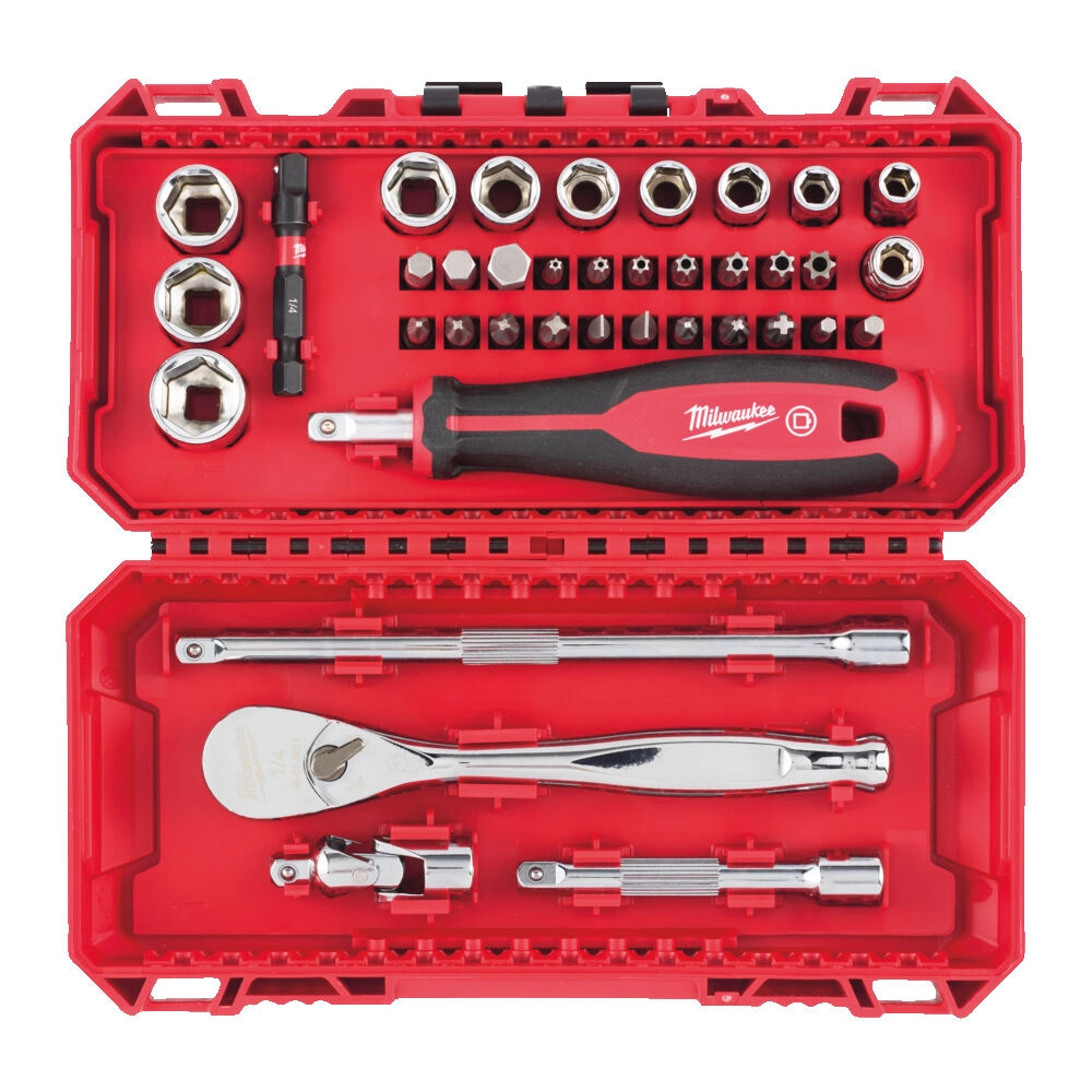 Milwaukee 38 Piece 1/4" Sq. Ratchet, Driver & Socket Set in PACKOUT ...
