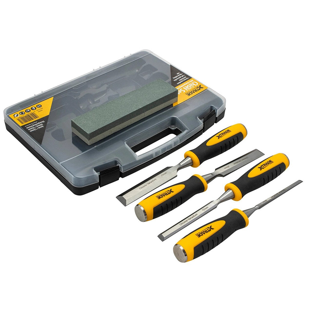 XTrade 4 Piece Chisel & Sharpening Stone Set - ITS