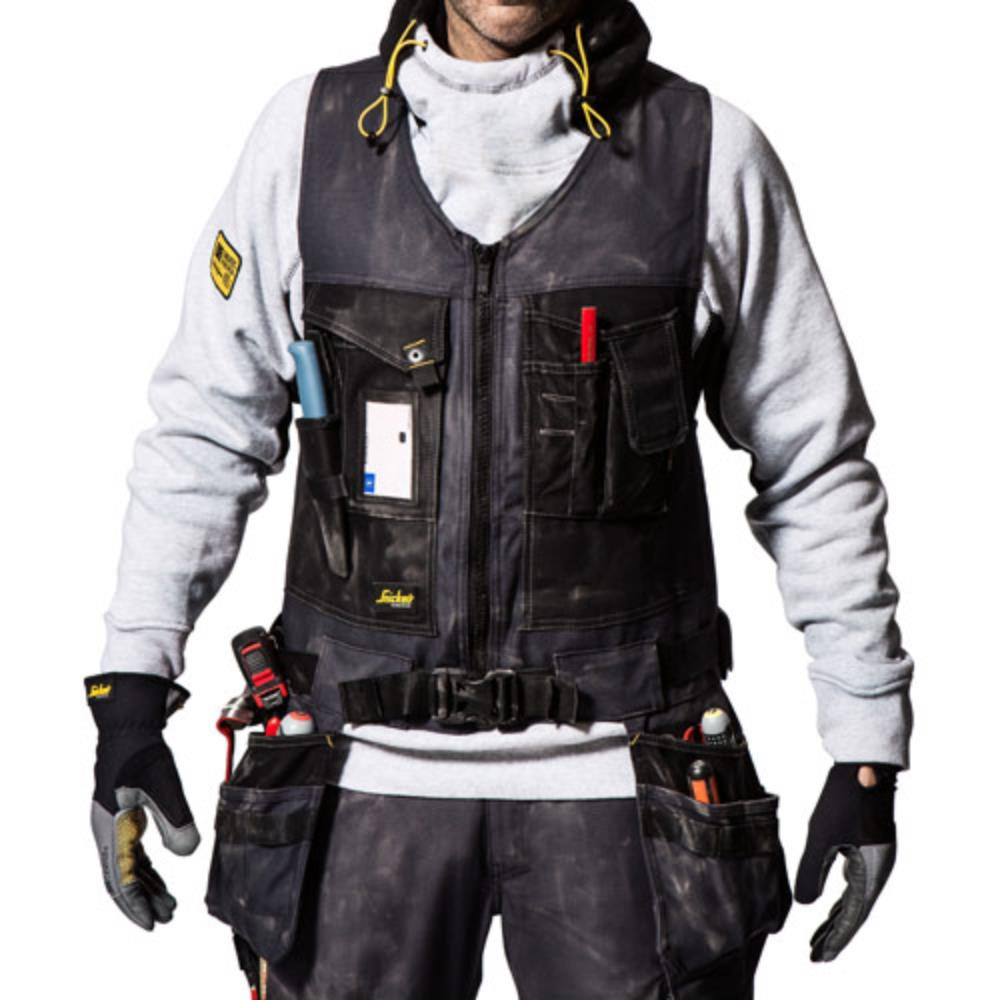 Snickers Canvas+ Tool Vest - Black | Snickers Work Body Warmers | ITS.co.uk
