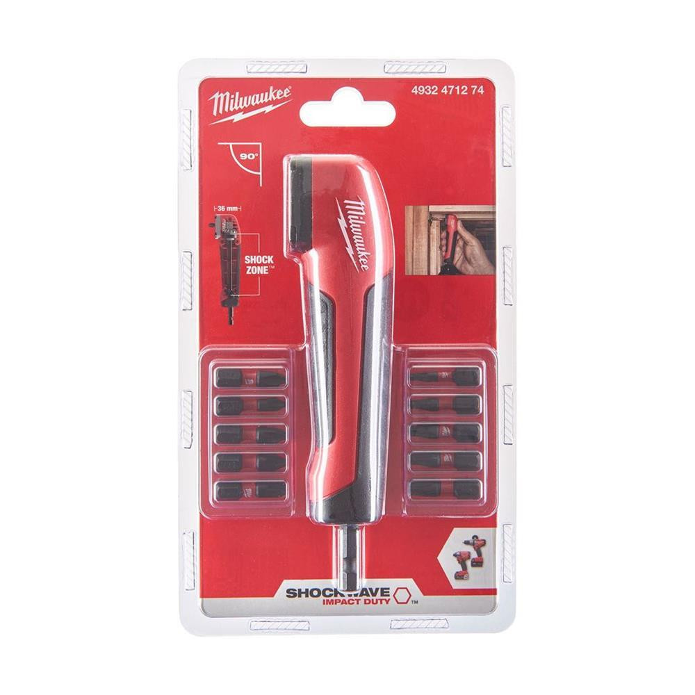 Milwaukee 11 Piece SHOCKWAVE Impact Right Angle Attachment With ...