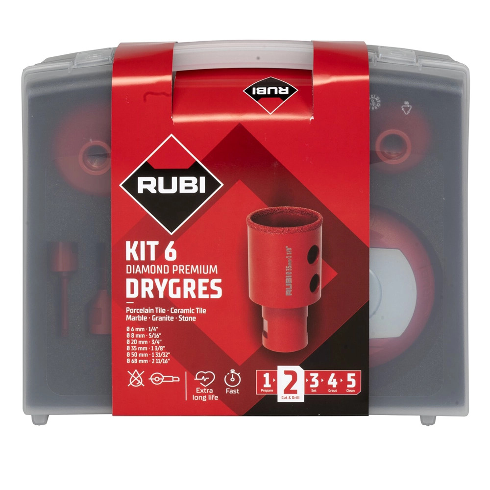Rubi 6 Piece Premium Drygres Drill Bit Kit | Rubi Holesaws ...