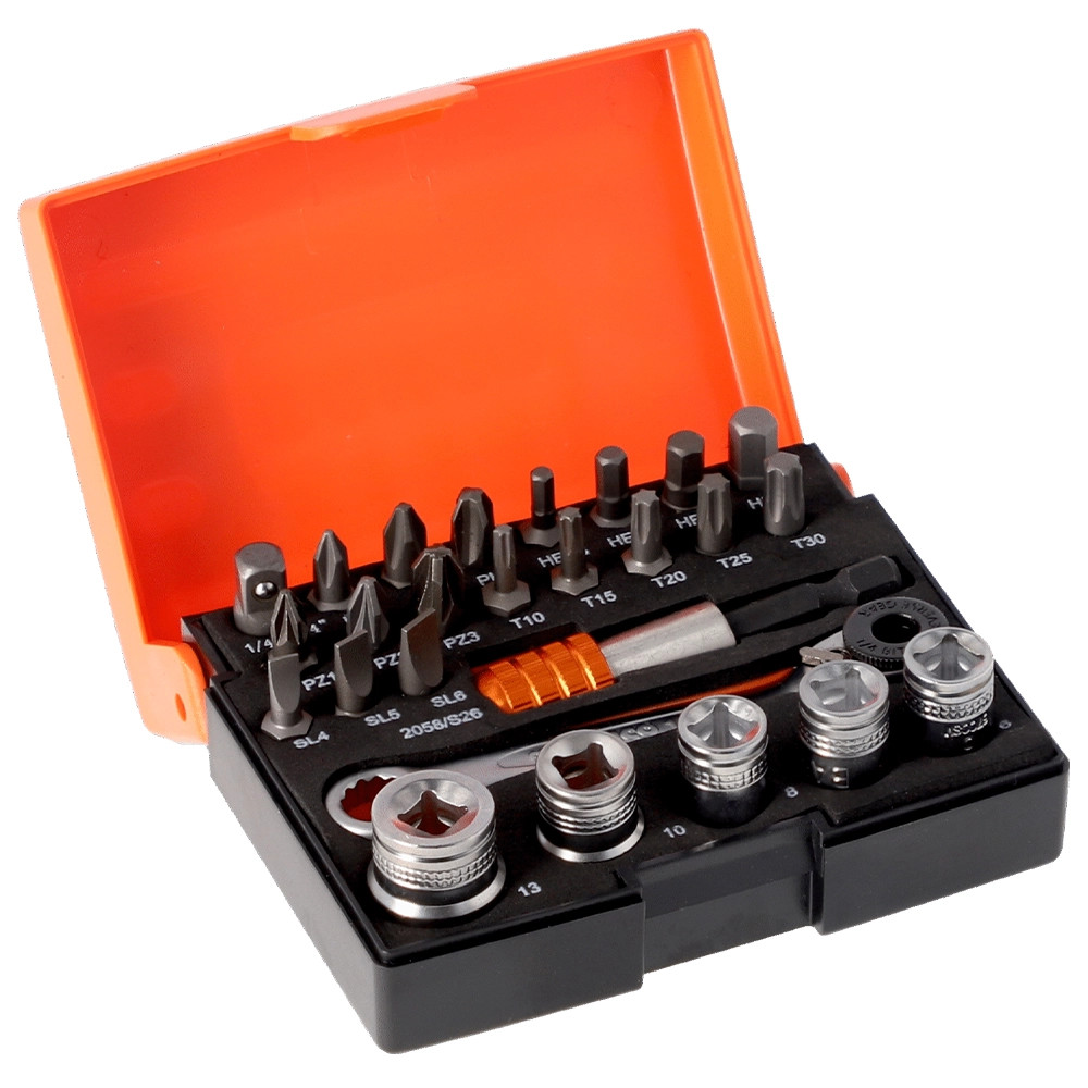 Bahco 26 Piece 1/4" Sq. Ratchet Socket & Bit Set | Bahco Socket Sets ...