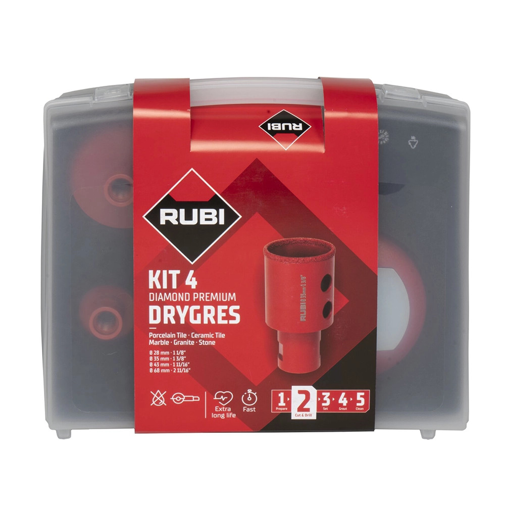 Rubi 4 Piece Premium Drygres Drill Bit Kit | Rubi Holesaws ...