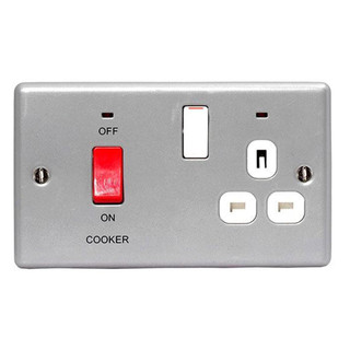 BG Brushed Steel 45A Cooker Connection Unit Switched Socket - White ...