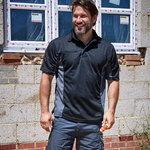 Apache Dry Max Polo Shirt - Black/Grey | ITS.co.uk|