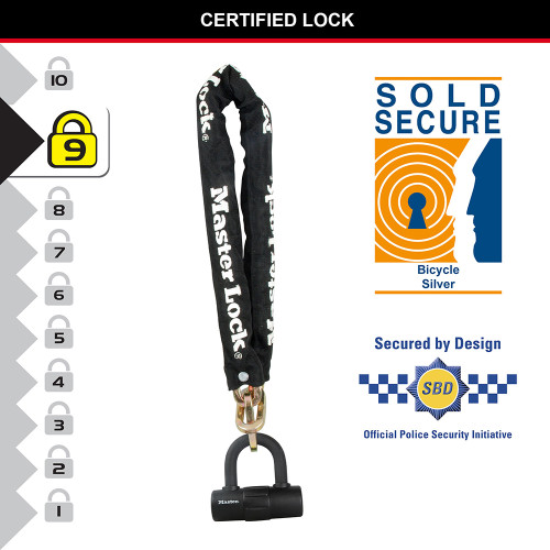 Master Lock 90cm x 10mm Hardened Steel Chain with Keyed Mini U | Master ...