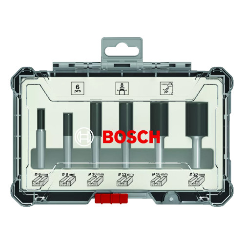 Bosch 6 Piece 1/4'' Shank Straight Router Bit Set | Bosch Router Bits ...