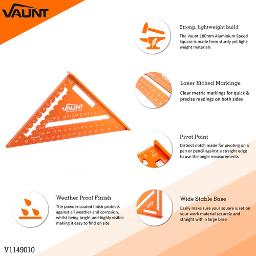 Vaunt 180mm Aluminium Rafters Metric Speed Square | Vaunt Squares ...