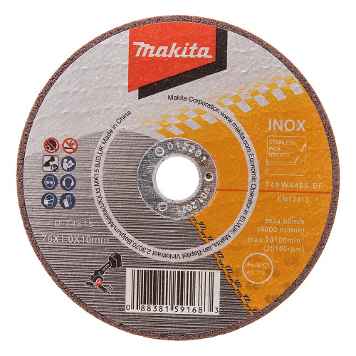 Makita D-74815-5 76mm x 10mm Cut-Off Wheel - Pack of 5 | Makita Cutting ...