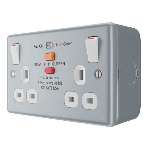 BG Electrical Metal Clad 13A 2-Gang SP Switched Passive RCD Socket with ...