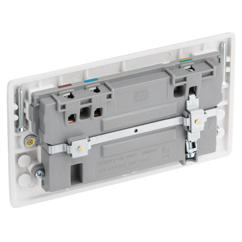 BG Electrical 800 Series 13A 2-Gang SP Switched Socket + 4.2A 2-Outlet ...