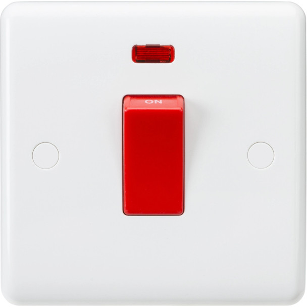 Knightsbridge CU8331N 45A DP Switch with Neon (1G Size) - Red Rocker - ITS
