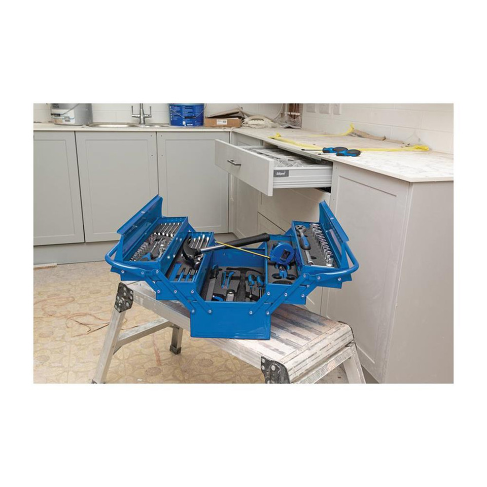 DRAPER TK100 90 Piece Hand Tool Kit in Steel Cantilever Toolbox ...