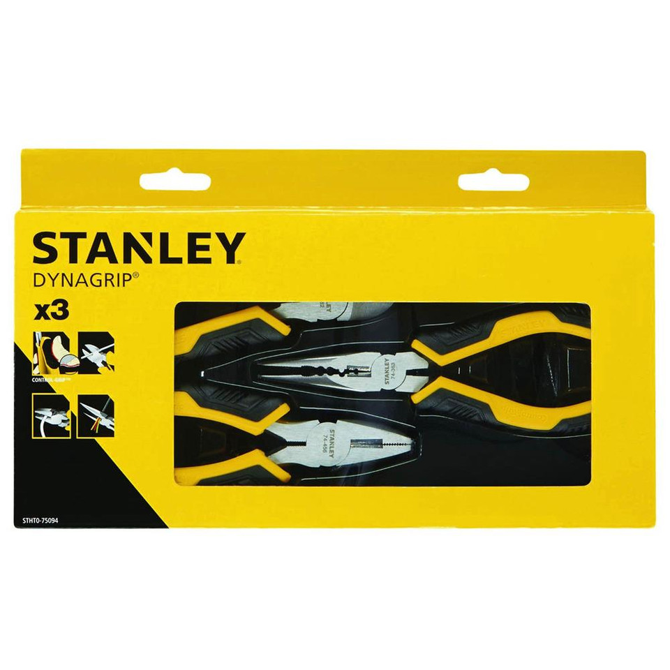 Stanley 3 Piece Dynagrip Plier Set | Stanley Plier Sets | ITS.co.uk
