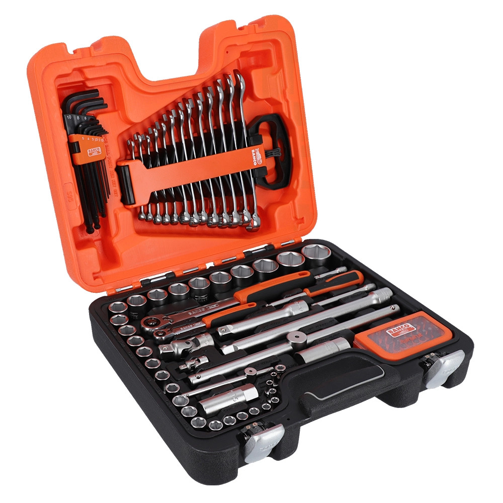 Bahco 95 Piece 1/2" Sq. Sockets with Combi Wrenches, L-Keys & Bits Set ...