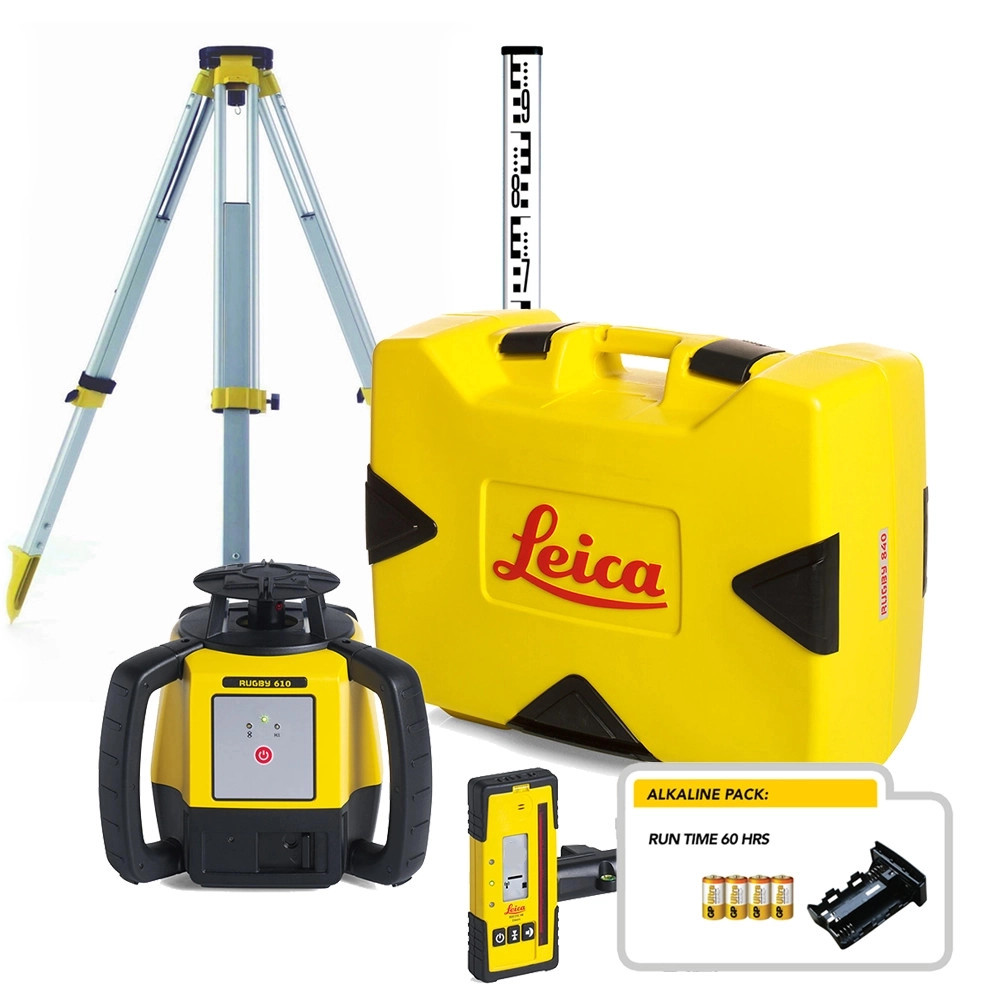 Leica Rugby 610 Self-Levelling Red Rotating Laser (500m) Alkaline with ...