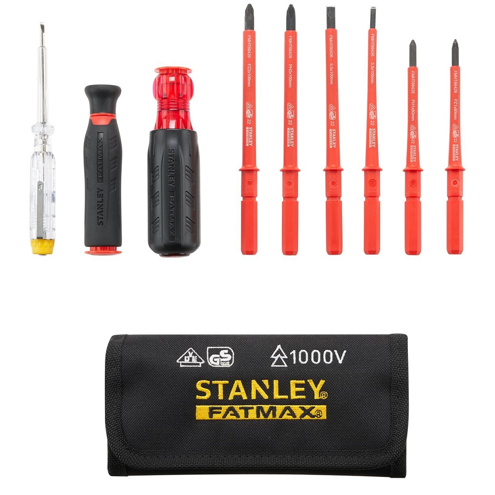 Stanley FatMax FMHT66426-0 10 Piece VDE Multi-Bit Screwdriver Set In Pouch | Stanley ...