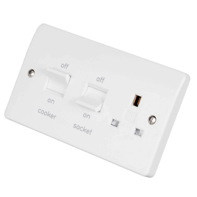 MK by Honeywell 45A DP Main Cooker Switch & 13A Switchsocket Outlet ...