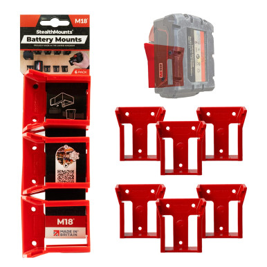 StealthMounts RED Battery Mounts for Milwaukee M18 Batteries - Pack of ...