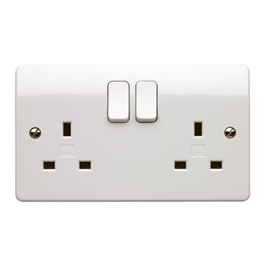 MK by Honeywell 13A 2 Gang Double Pole Switched Socket | ITS.co.uk|