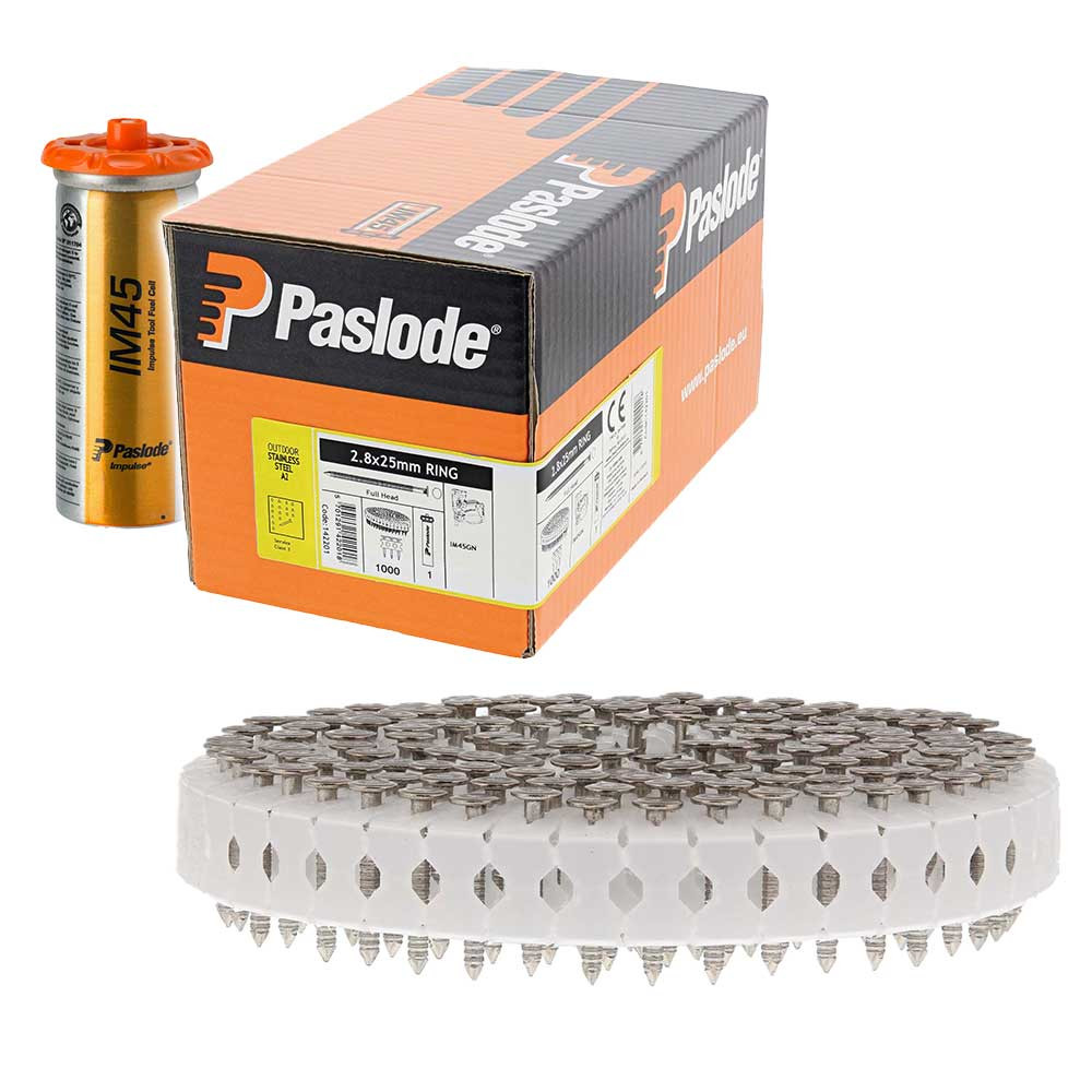 Paslode 142201 2.8 x 25mm Nails on a Roll with Gas Cartridge (1000 ...