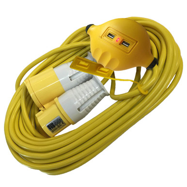 14 Metre 110v 16amp Extension Lead with USB Ports - ITS