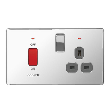 BG Chrome 45A Cooker Connection Unit Switched Socket - Grey | ITS.co.uk|
