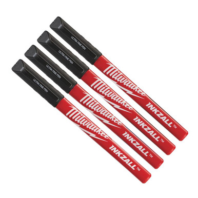Milwaukee INKZALL Fine Tip Black Pens - Pack of 4 | Milwaukee Pens ...