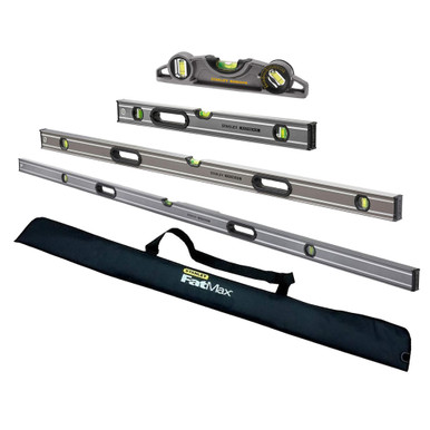 Stanley 4 Piece FatMax Xtreme BoxBeam Level Set with Case (250mm, 600mm ...