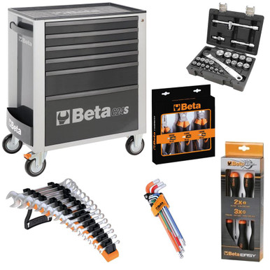 Beta Tools C24S/6 Grey 6 Drawer Roller Cabinet With Tool Kit - ITS