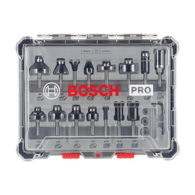 Bosch 15 Piece 1/4'' Shank Mixed Router Bit Set | Bosch Router Bits ...