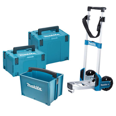 Makita MAKPAC Trolley, 1x XL Case, 1x Large Case & 1x Stackable Tool ...