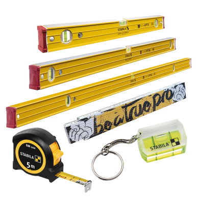 Stabila 6 Piece Type 96-2 Level Kit with Tape Measure (Keyring, 600mm ...